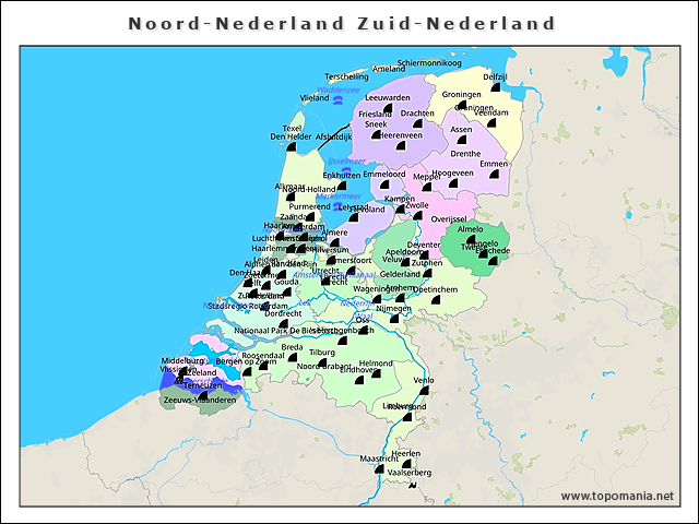 Topografie Noord-Nederland Zuid-Nederland | www.topomania.net