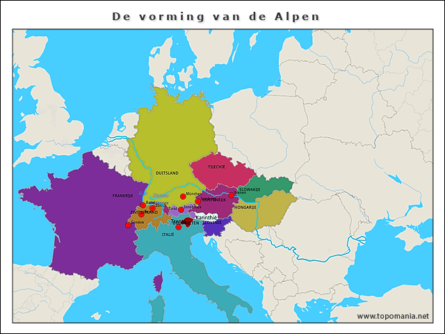 Topografie De vorming van de Alpen De Geo VWO2 H2 | www.topomania.net