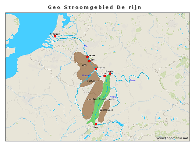 Topografie Geo Stroomgebied De rijn | www.topomania.net