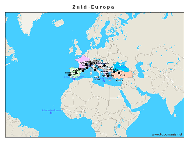 Topografie Zuid-Europa | www.topomania.net