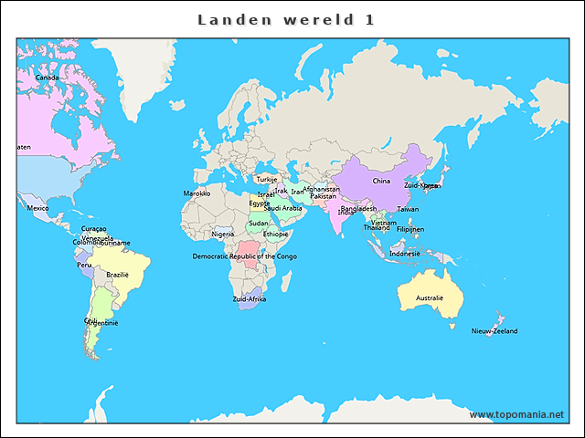 Topografie Landen wereld 1 | www.topomania.net