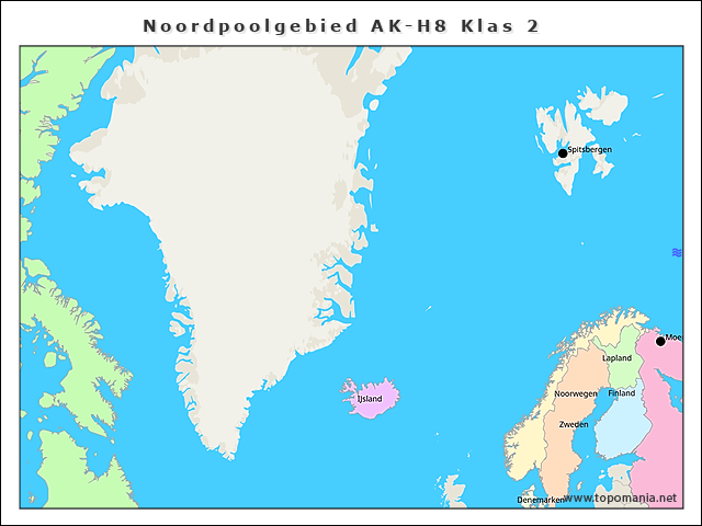 Topografie Noordpoolgebied AK-H8 Klas 2 | www.topomania.net
