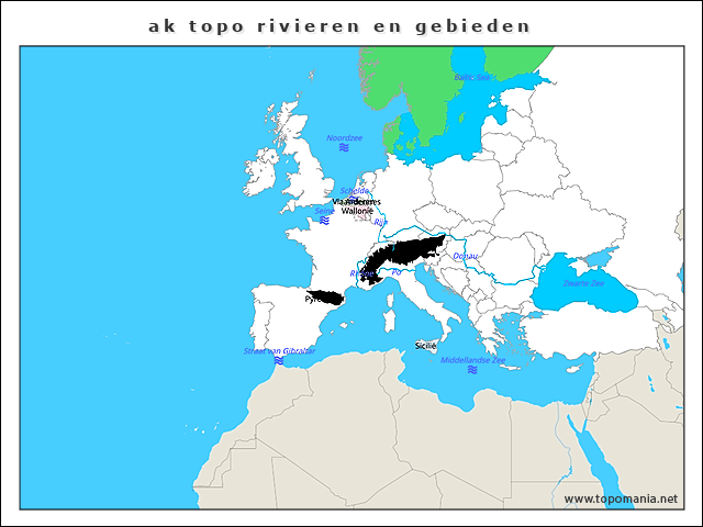 Topografie ak topo rivieren en gebieden | www.topomania.net