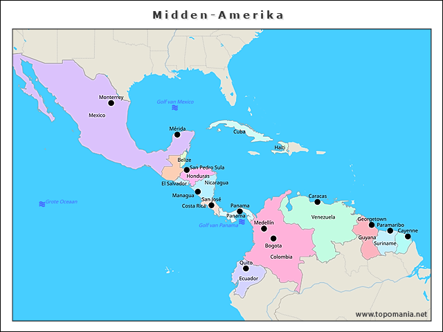 Topografie Midden-Amerika | www.topomania.net