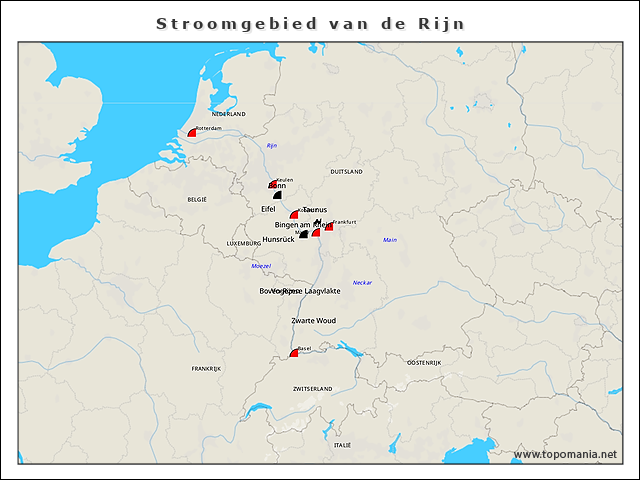 Topografie Stroomgebied van de Rijn | www.topomania.net