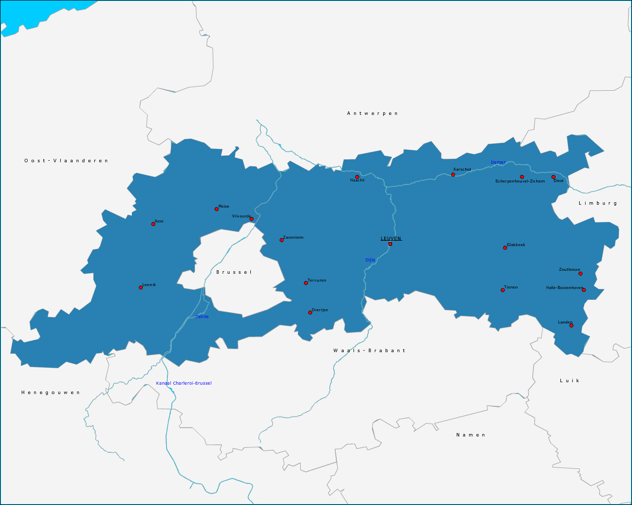 Topografie Provincie Vlaams-Brabant | www.topomania.net