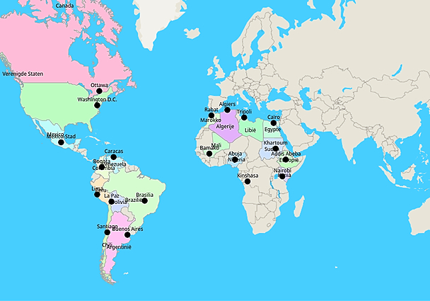 Topografie wereld-landen en hoofdsteden | www.topomania.net
