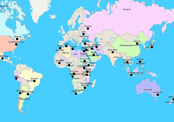 Topografie Wereld landen en hoofdsteden | www.topomania.net