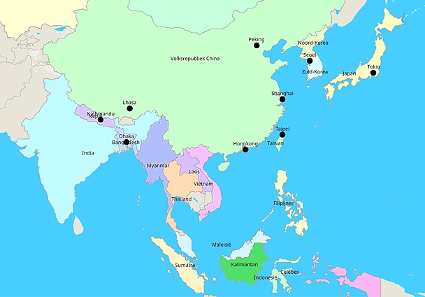 Topografie Oost Azië- Zuid Oost Azië | www.topomania.net