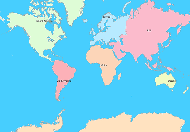 Topografie continenten wereld | www.topomania.net