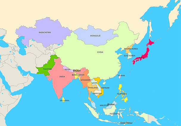 Topografie Landen - Azie | www.topomania.net