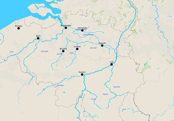Topografie rivieren België n | www.topomania.net