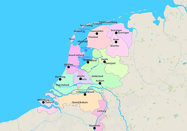 Topografie Nederland provincies, hoofdsteden en wateren (gr8) | www ...