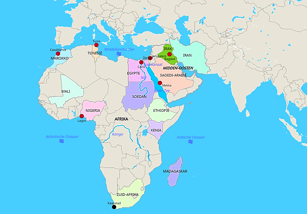 Topografie Afrika - Midden Oosten | www.topomania.net