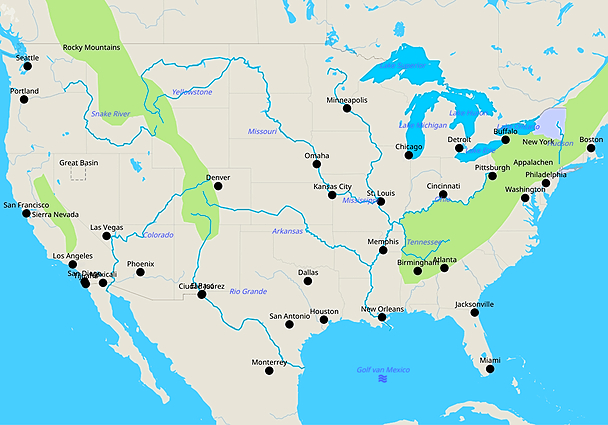 Topografie verenigde staten 1 | www.topomania.net