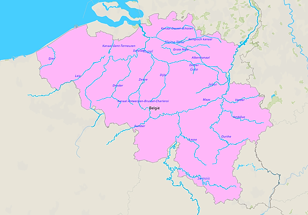 Topografie België rivieren en kanalen-kopie | www.topomania.net